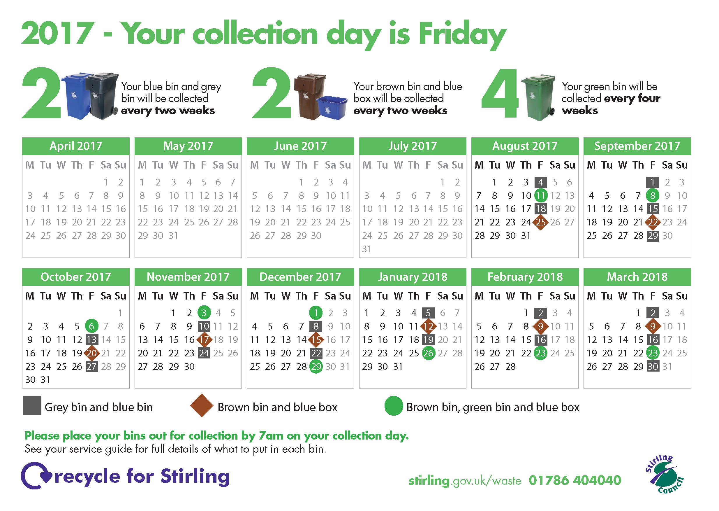 Waste Calendar – The Wee Vine